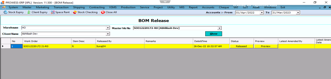 BOM Release – My WebSite